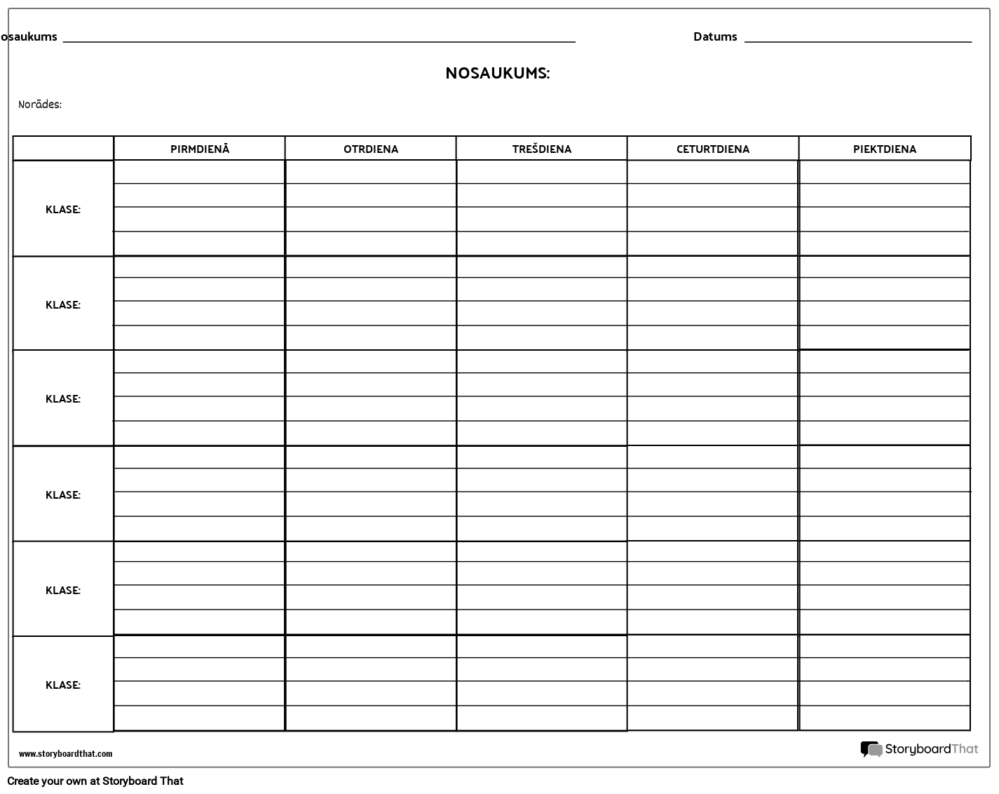 Stundu Saraksts Storyboard by lv-examples