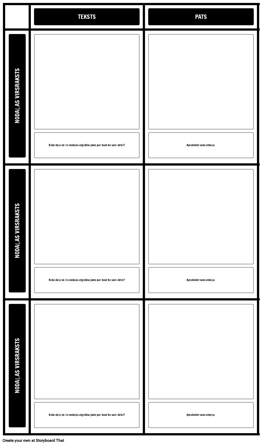 Teksts Self Grid Template Storyboard by lv-examples