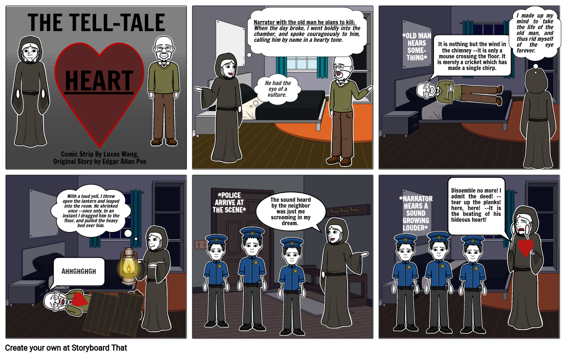 The Tell-Tale Heart Comic Strip - Lucas Wang Storyboard