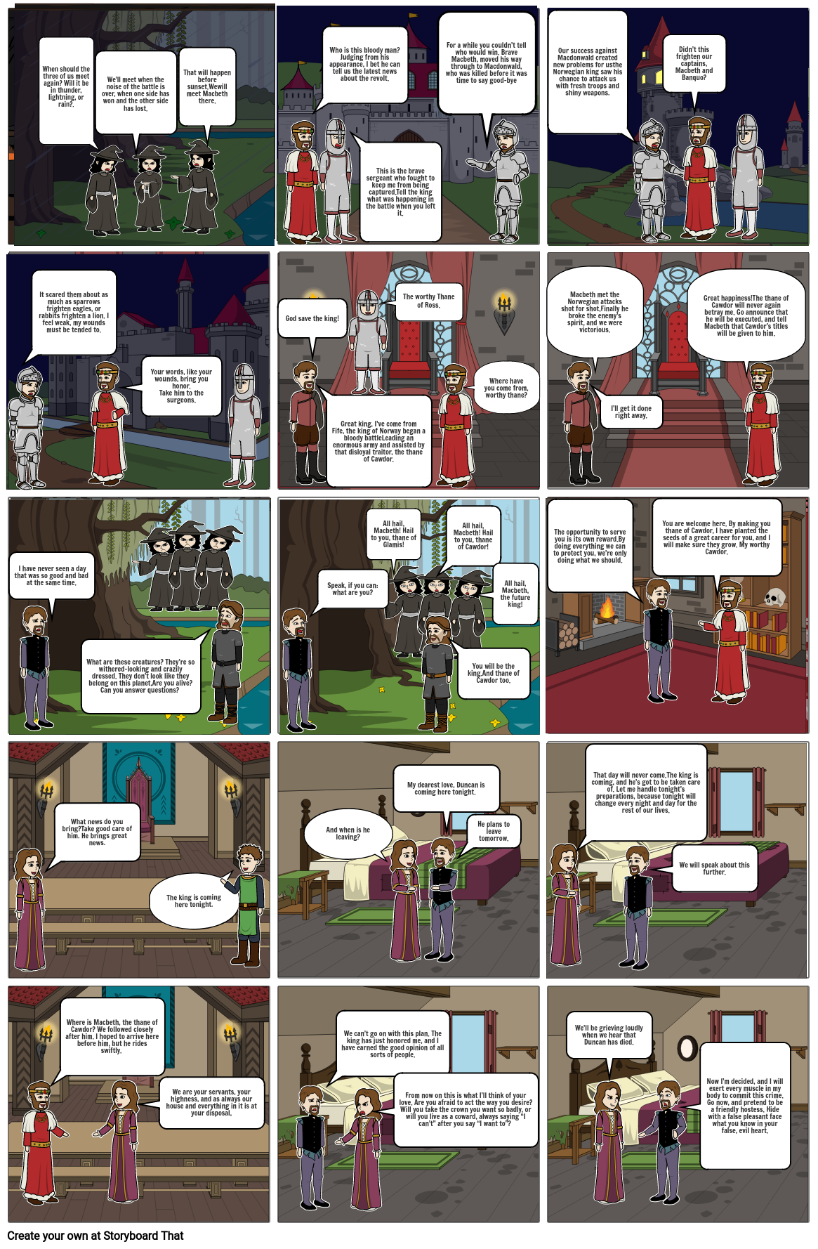 Macbeth Act 1, Scenes 1-7 Storyboard por mahancock7624