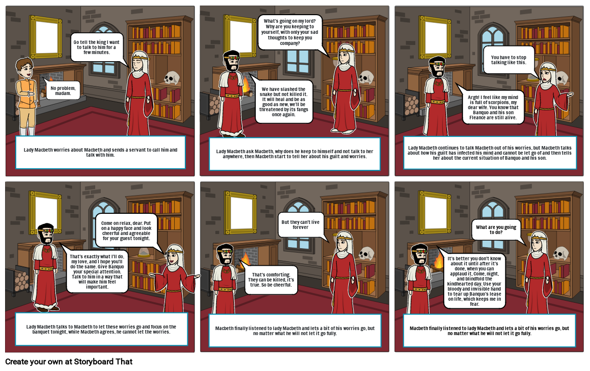 Macbeth Act 2 Scene 3 Storyboard by malakalshalaa