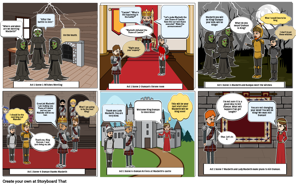macbeth act 1 Storyboard por mariamcgregor88