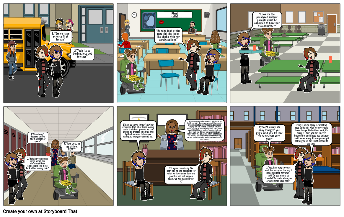 caring animation 3, being caring to the disabled at school.