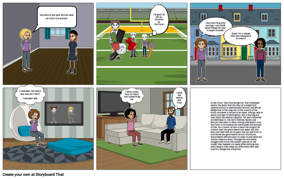 Harrison Bergeron And Satire Project Storyboard harrison-bergeron-and-satire-project-storyboard