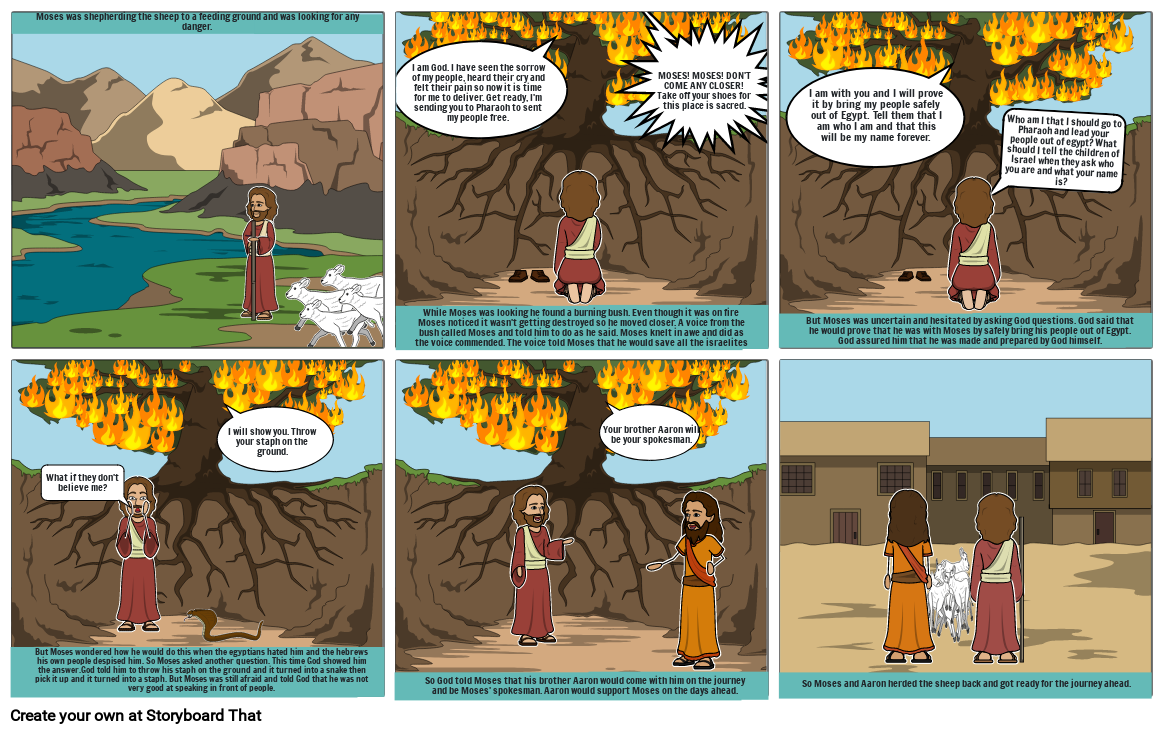 Moses and the Burning Bush Storyboard por micahgeramy