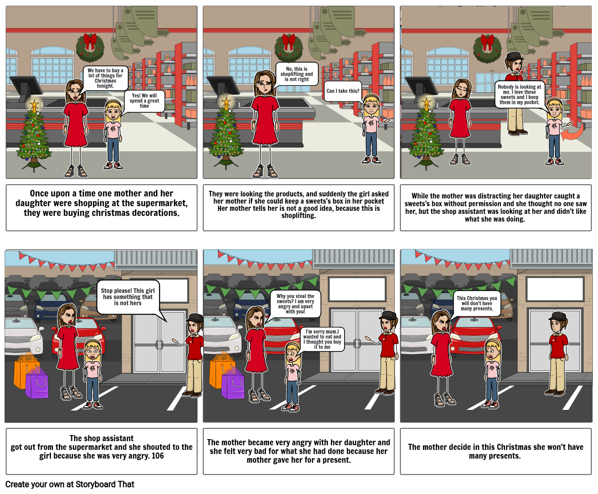 The supermarket Storyboard by molle42488