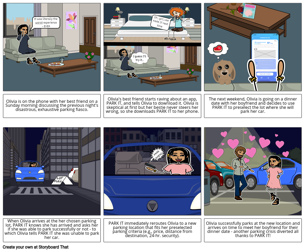 PARK IT with Olivia Santos Storyboard por mthomas391