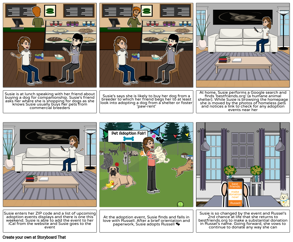 Susie uses bestfriends.org Storyboard by mthomas391