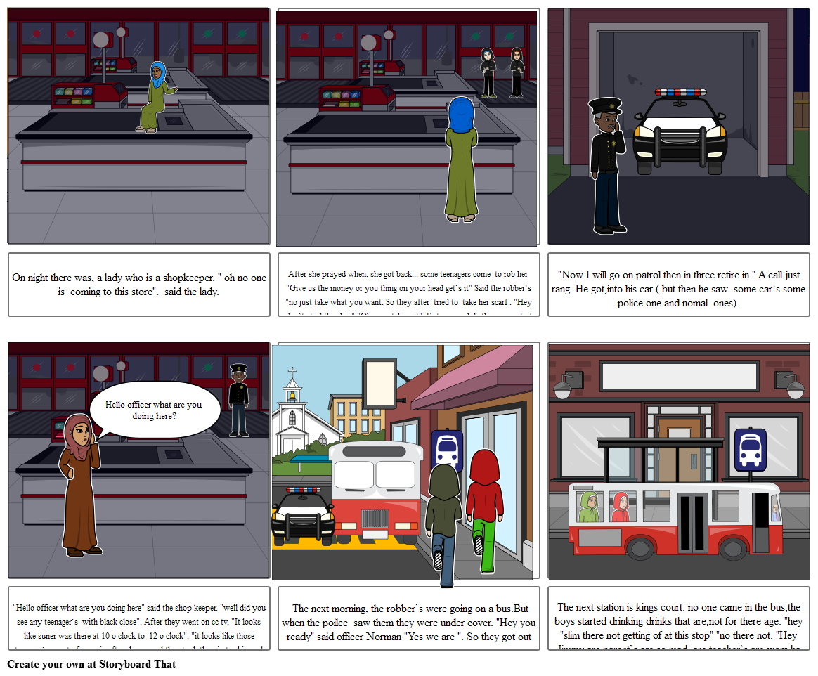 The comic strips of the shop Robbery Storyboard