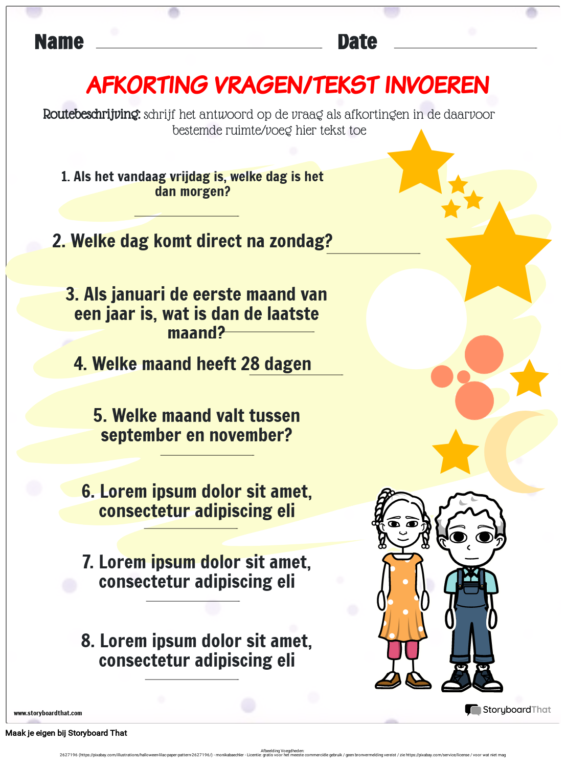 Afkorting Vragen Storyboard by nl-examples