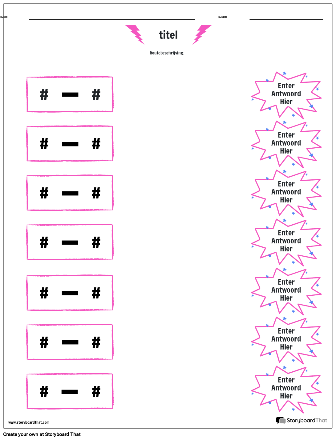 Aftrekken Matching Storyboard by nl-examples