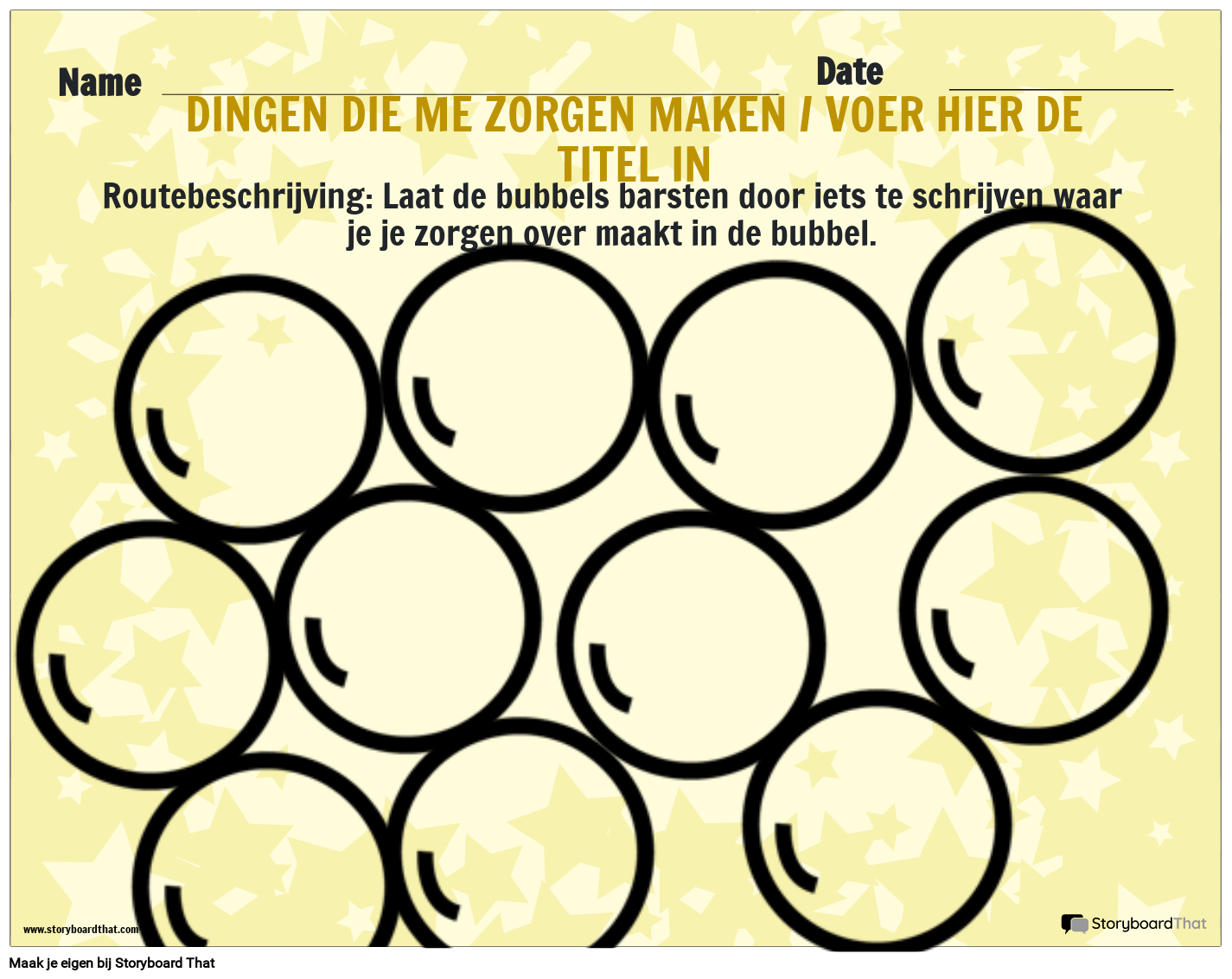 Barst je zorgen-werkblad Storyboard by nl-examples