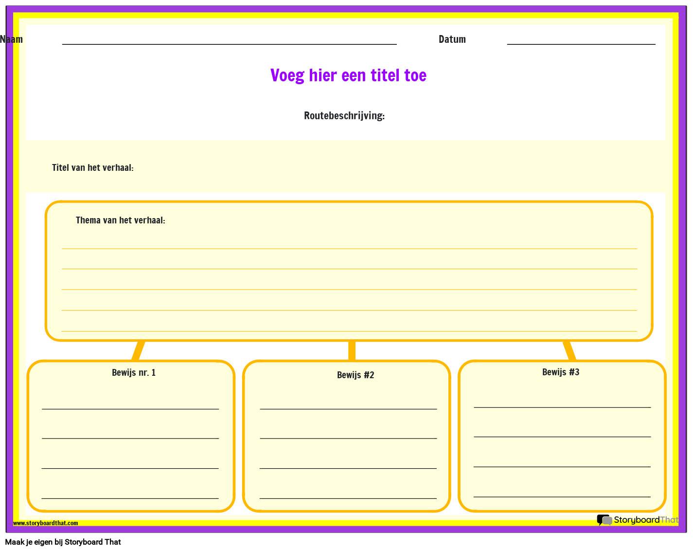 Bewijzen van Thema Schrijven - Werkblad Storyboard
