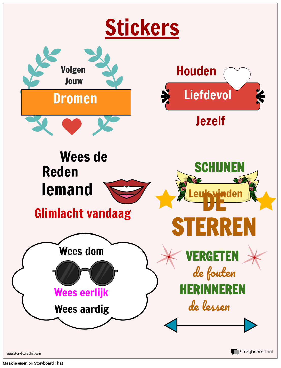 Citaatstickers Storyboard por nl-examples