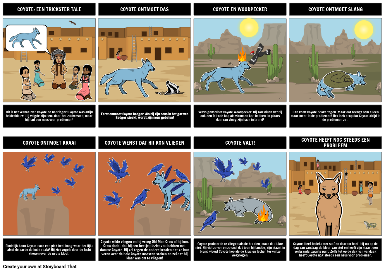 Coyote Trickster Tale Storyboard by nl-examples