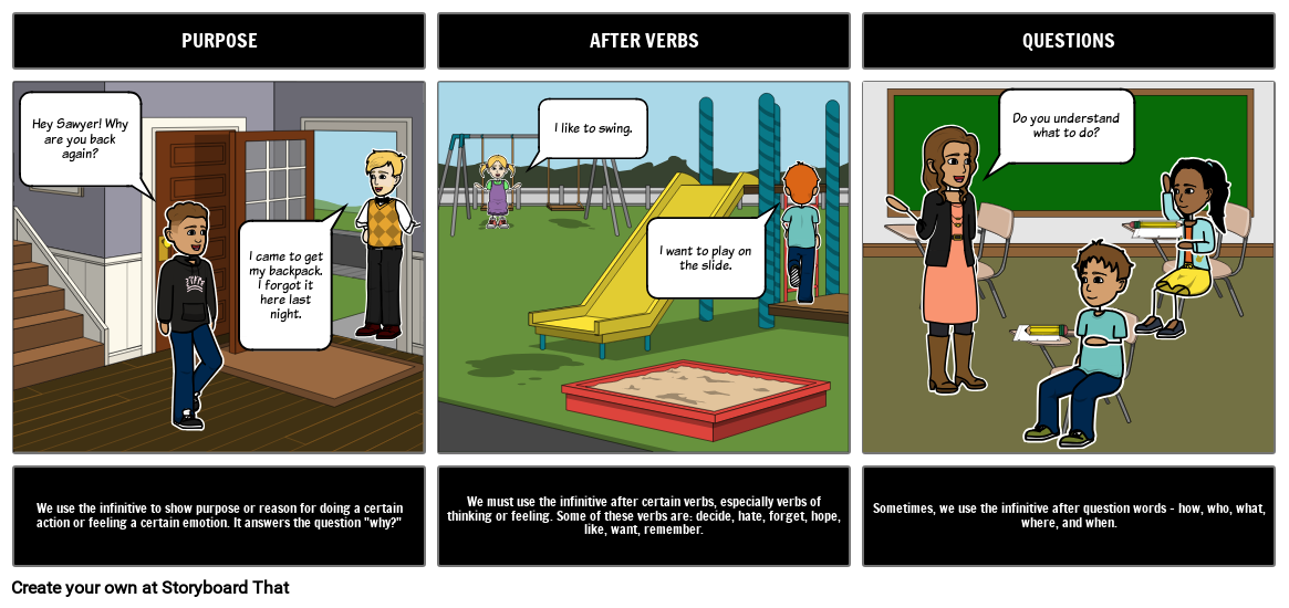 De Infinitief: Gebruik Storyboard af nl-examples