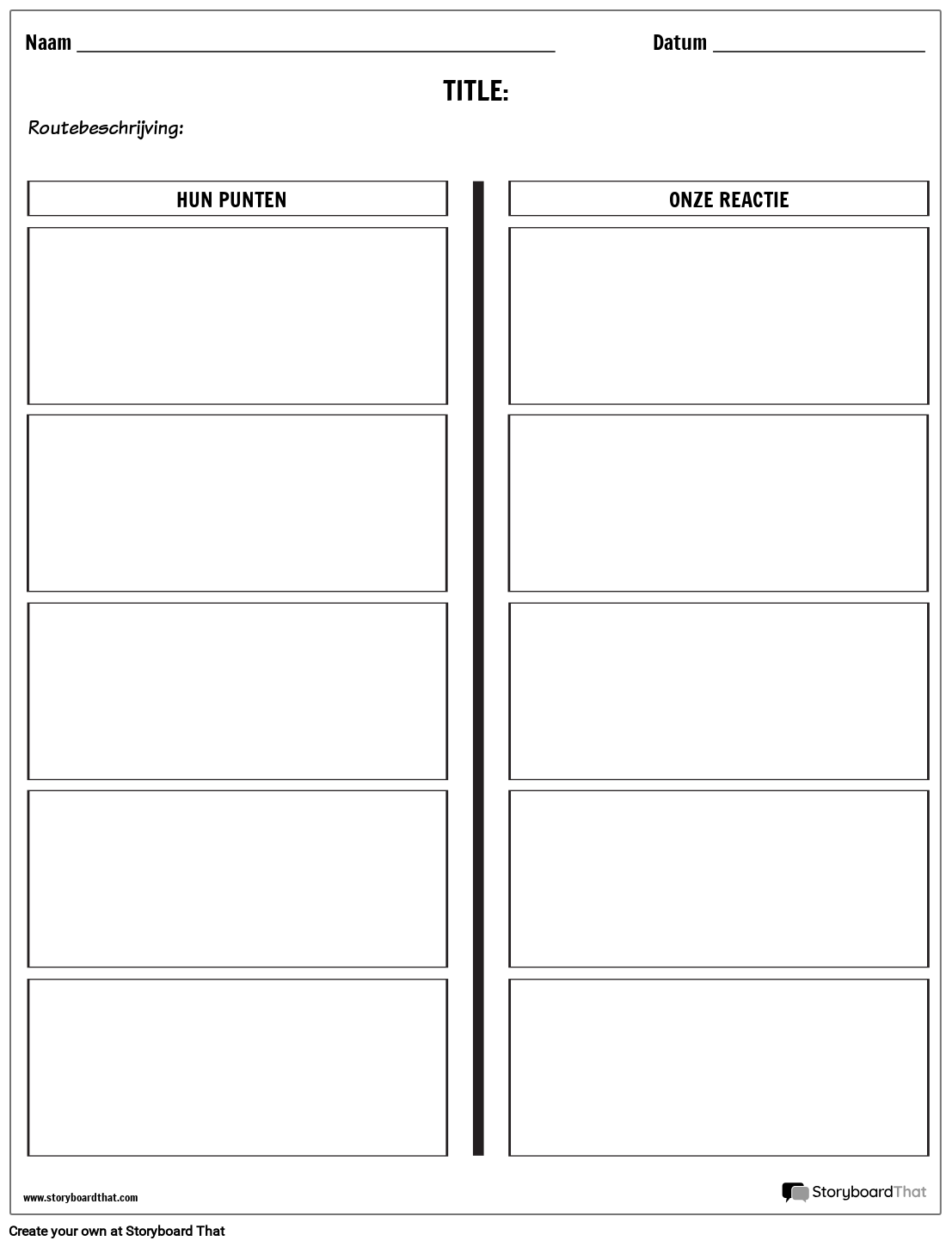 Debate Flowsheet Template Storyboard par nl-examples