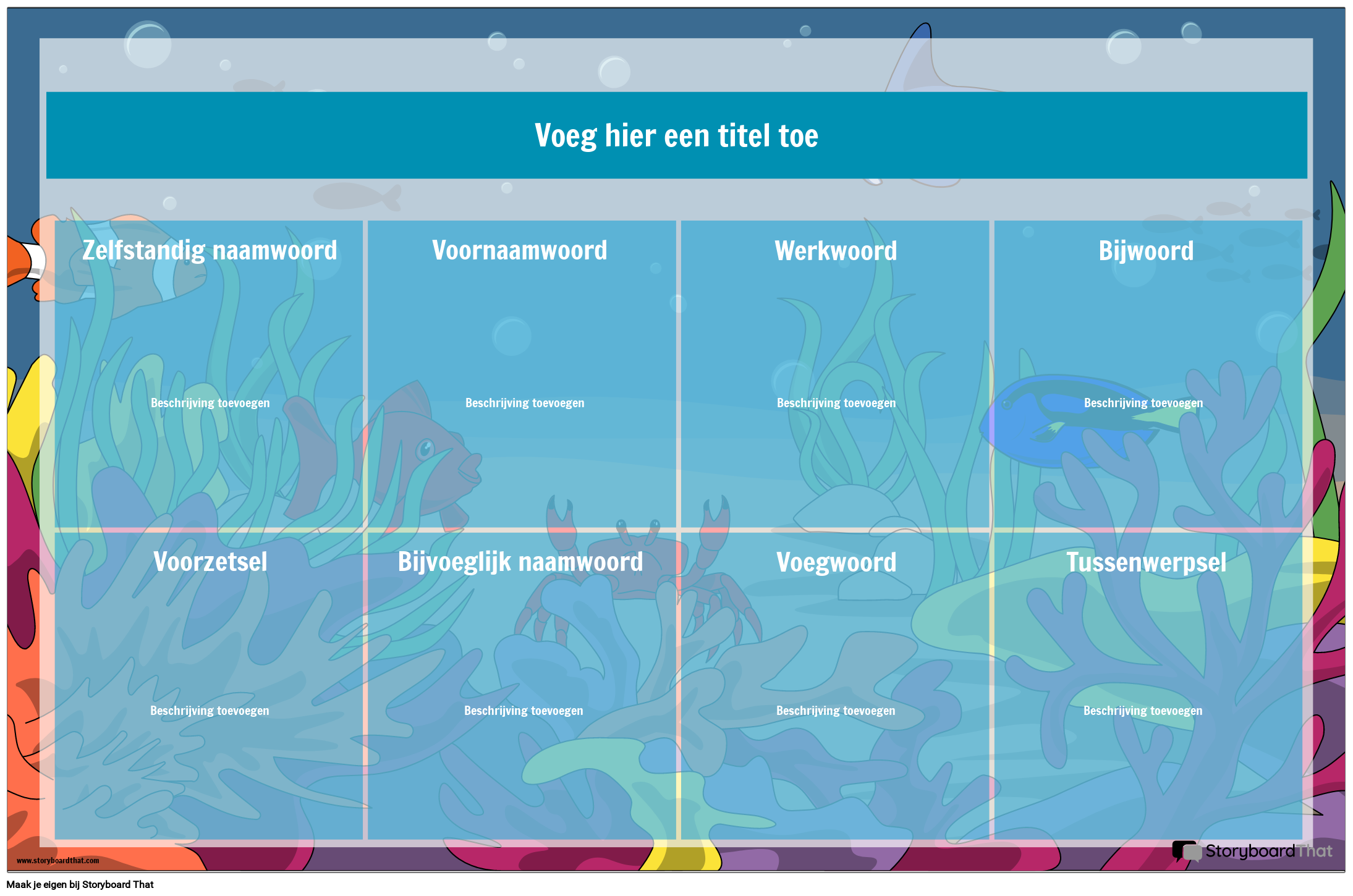 Delen van Spraak Poster-zeedieren Ontwerp Storyboard