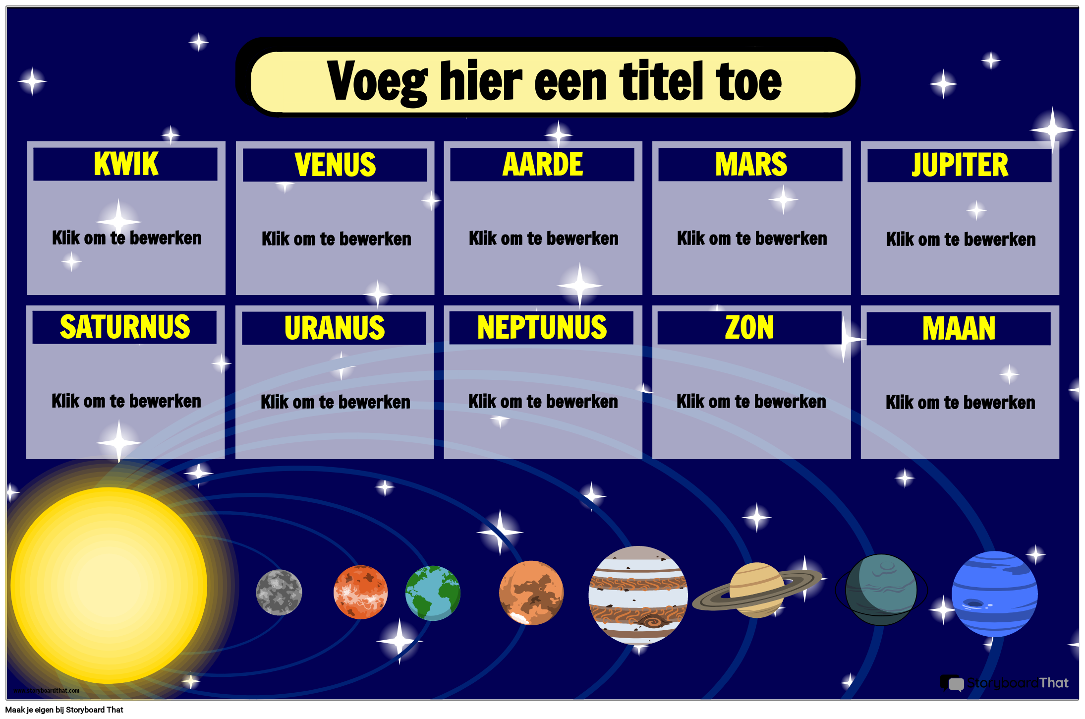 Educatieve Poster van het Zonnestelsel Storyboard