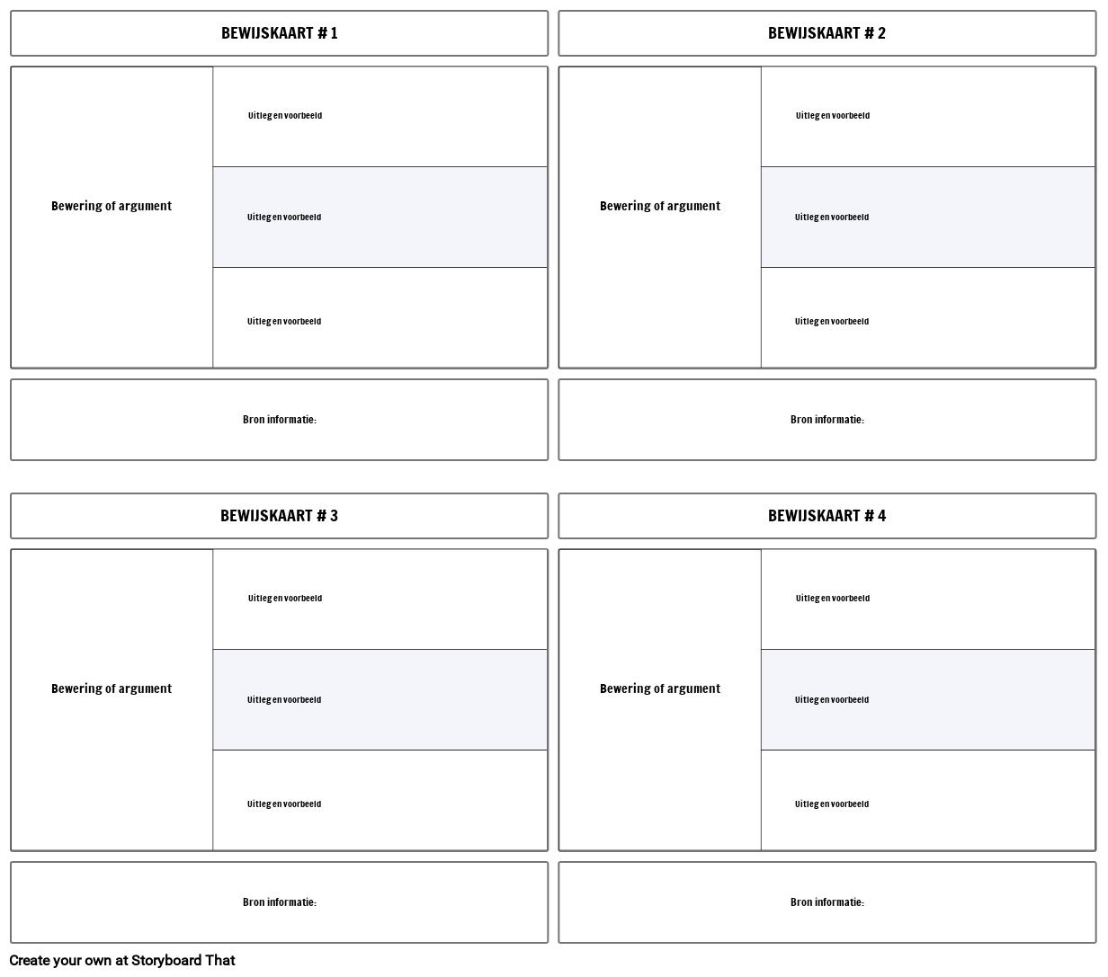 Evidence Card-sjabloon Storyboard von nl-examples