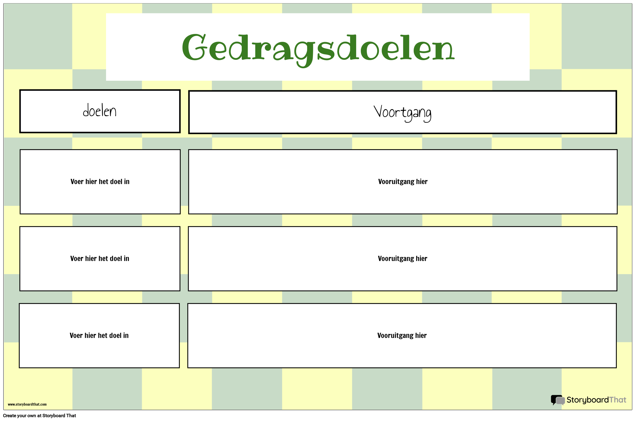 Gedrag Doel Voortgang Storyboard por nl-examples