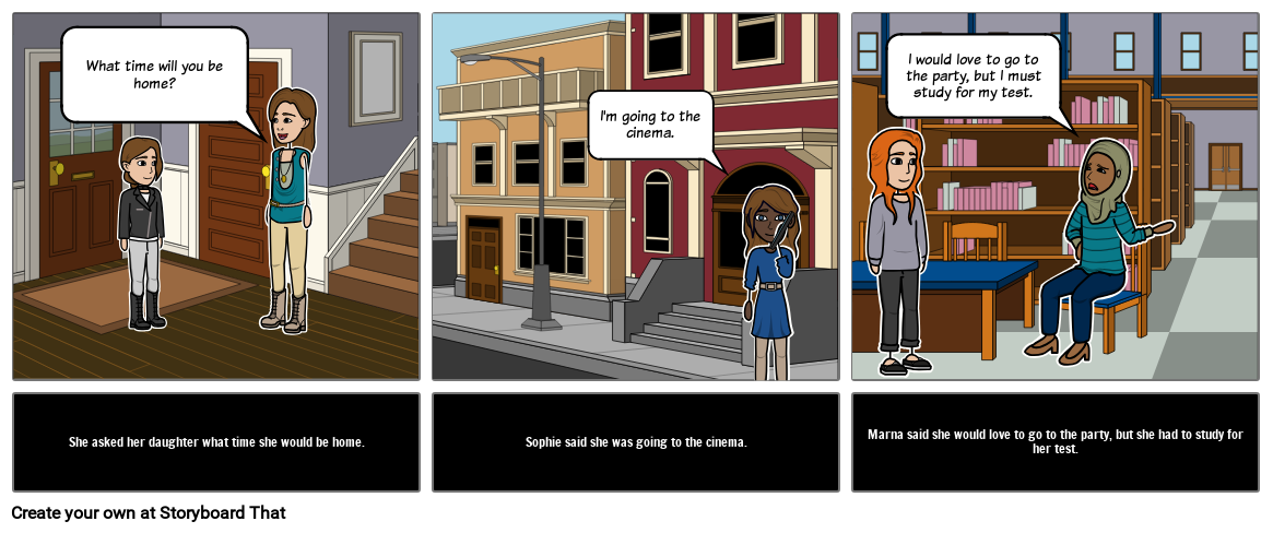 Gerapporteerde Toespraak Storyboard por nl-examples