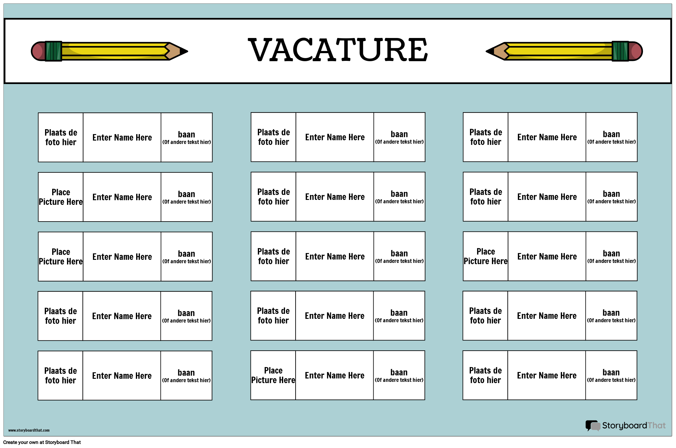Job Chart Poster Storyboard Door nl-examples
