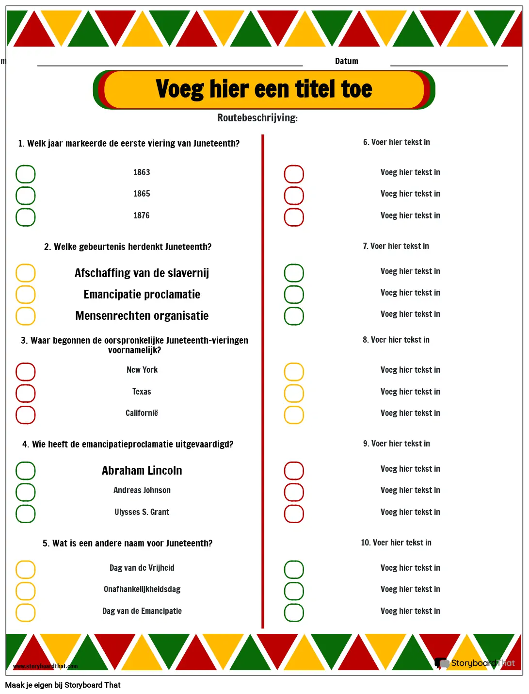 Juneteenth Trivia-werkblad Storyboard by nl-examples Juneteenth Trivia-werkblad Storyboard by nl-examples