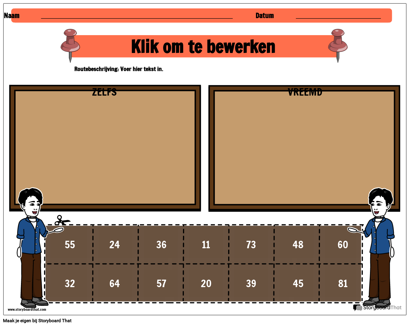 Klasbord Even en Oneven Getallen Werkbladsjabloon
