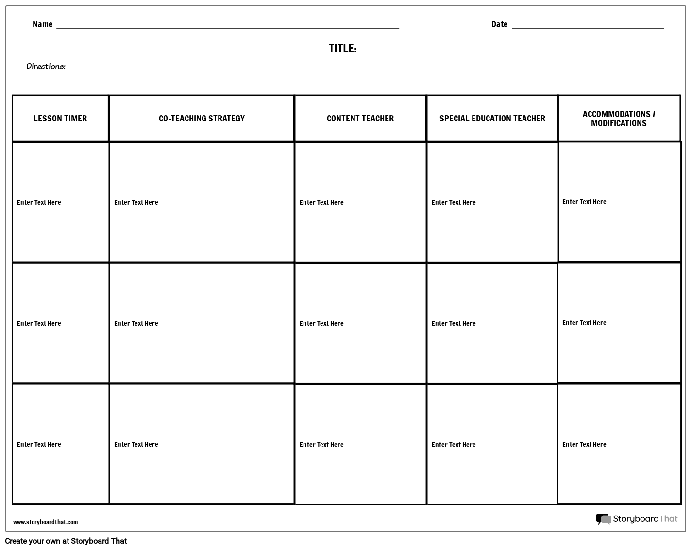 Lesplanner Voor Co-teaching Storyboard af nl-examples