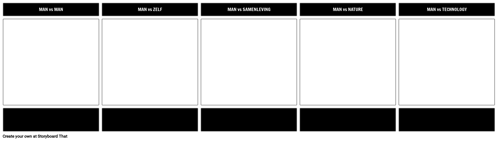 Literaire Conflict Template Storyboard por nl-examples