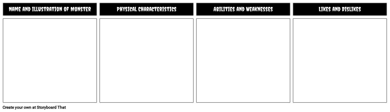 Monster-sjabloon Storyboard o nl-examples