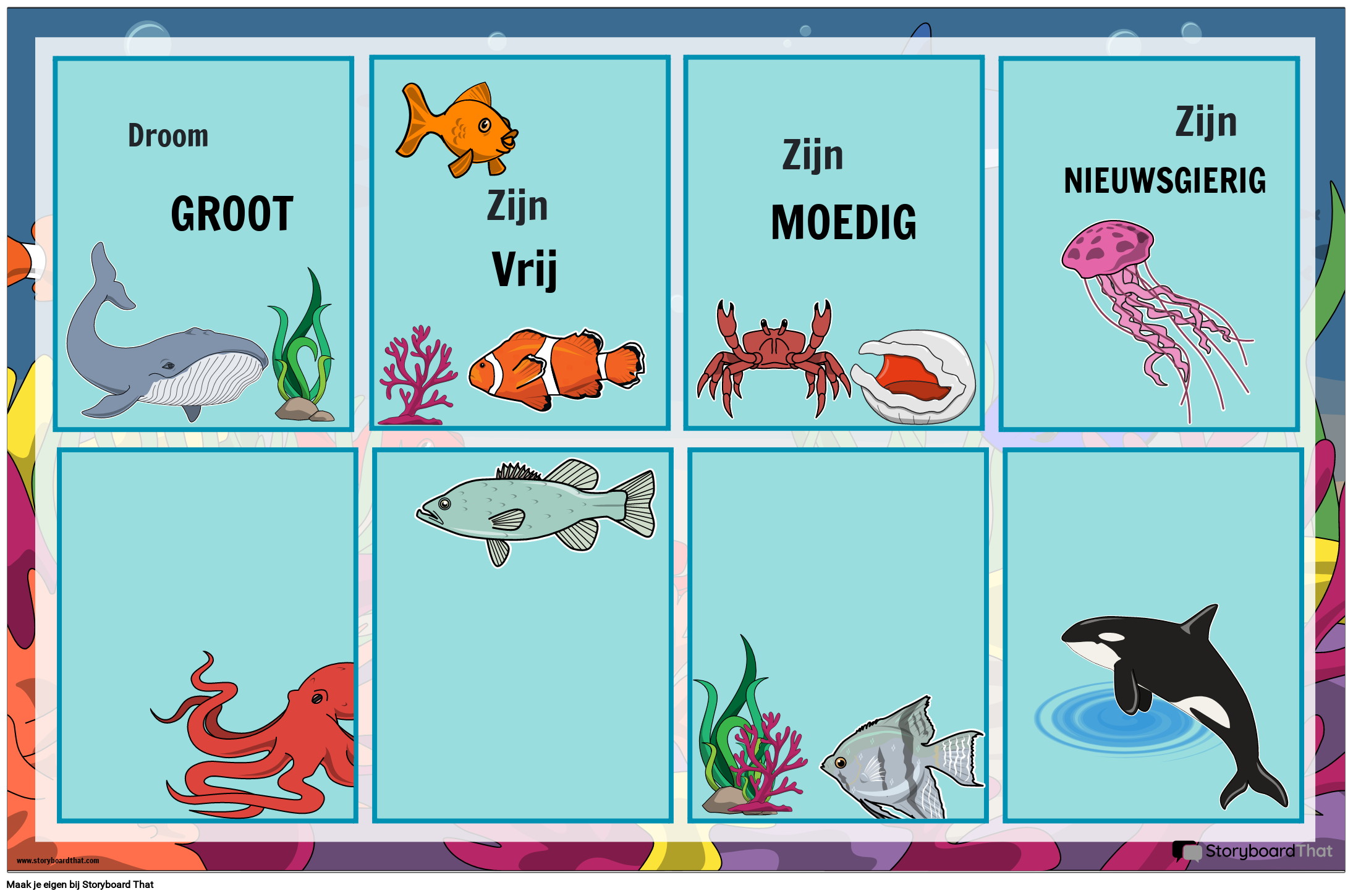 Motiverende Poster met Zeedieren als Thema Storyboard