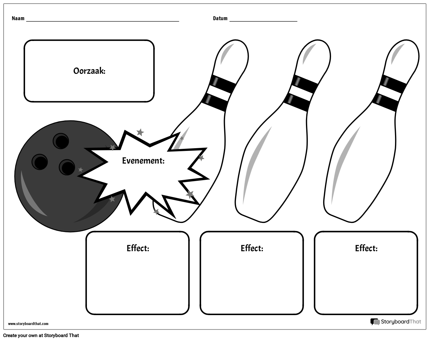 Oorzaak en Gevolg Bowlen Storyboard by nl-examples