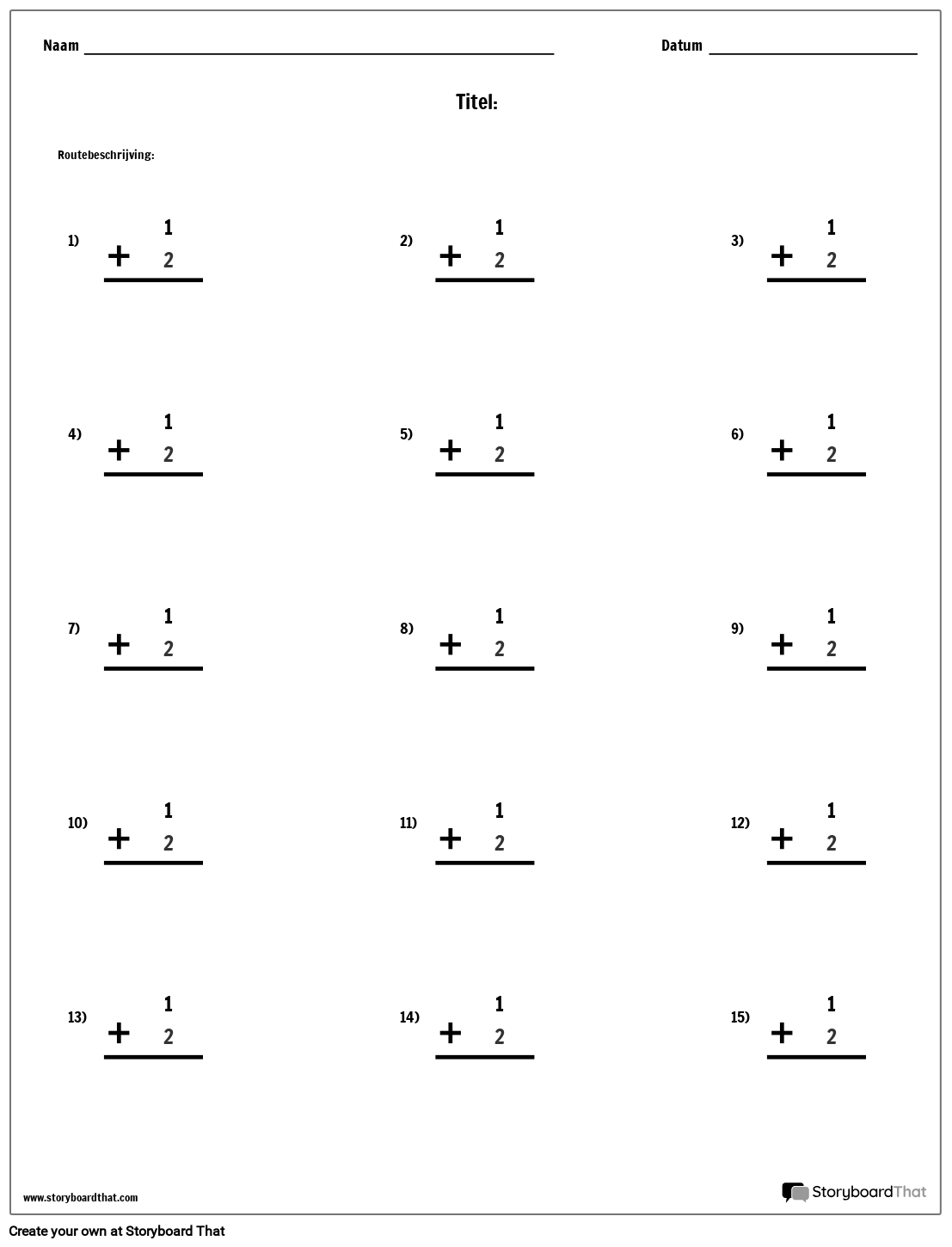 Optelling - Enkel Nummer - Versie 2 Storyboard