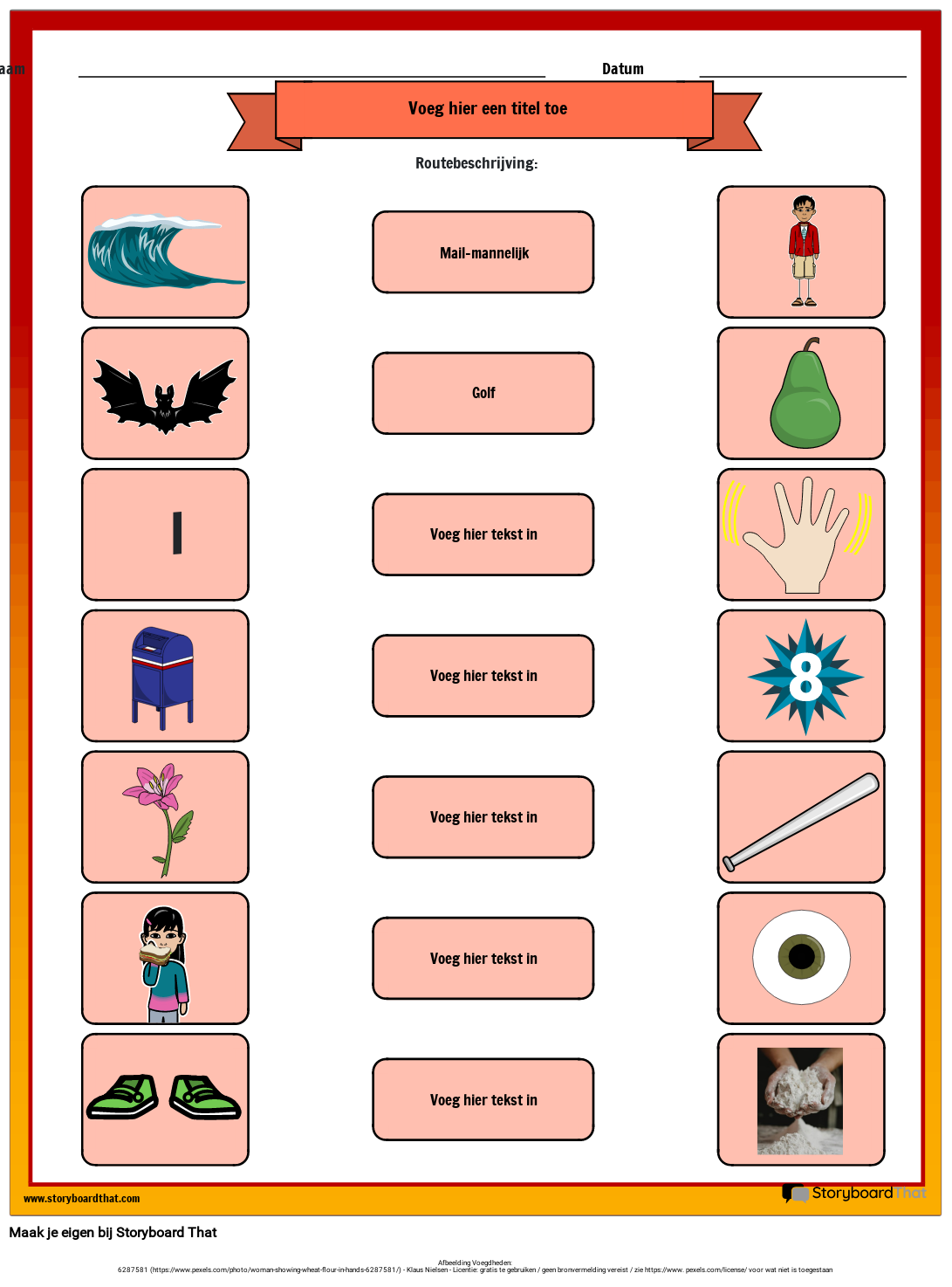 Overeenkomende Homoniemen Werkblad Storyboard by nl-examples