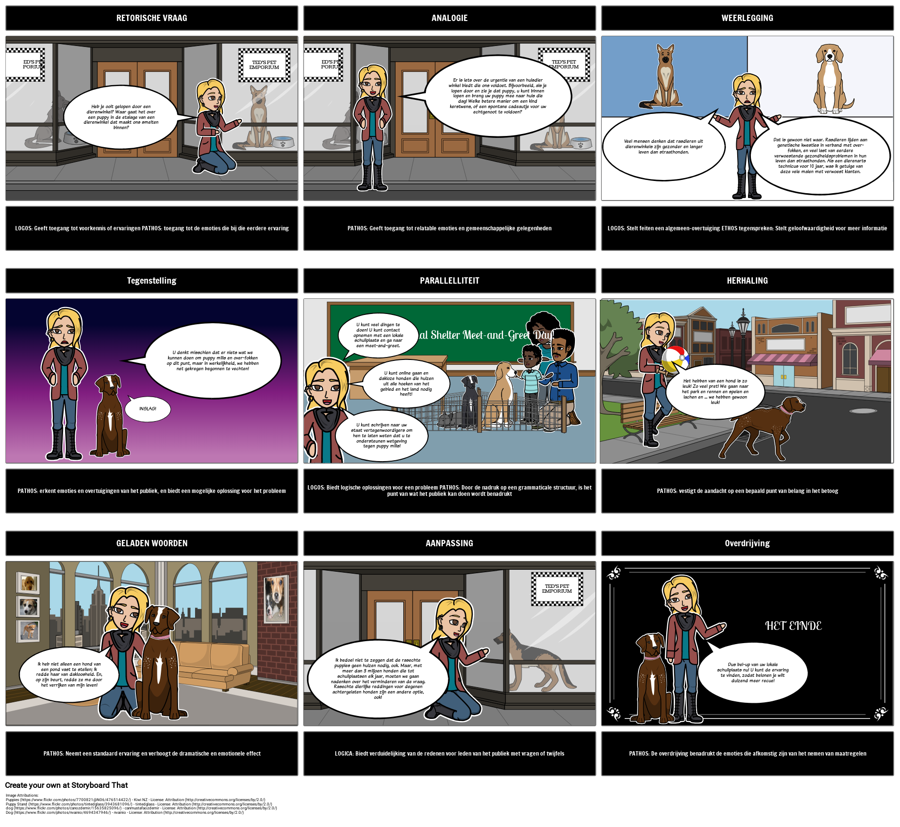 Retorische Middelen en Strategieën Voorbeeld Storyboard