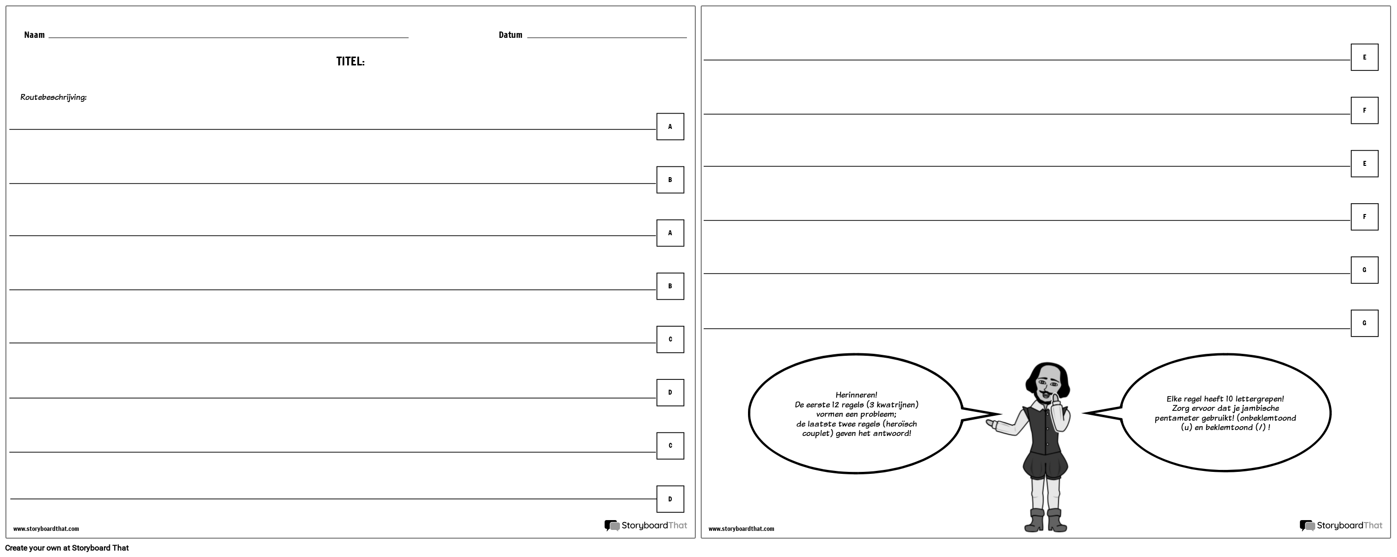 Shakespeariaans Sonnet Storyboard Par Nl examples