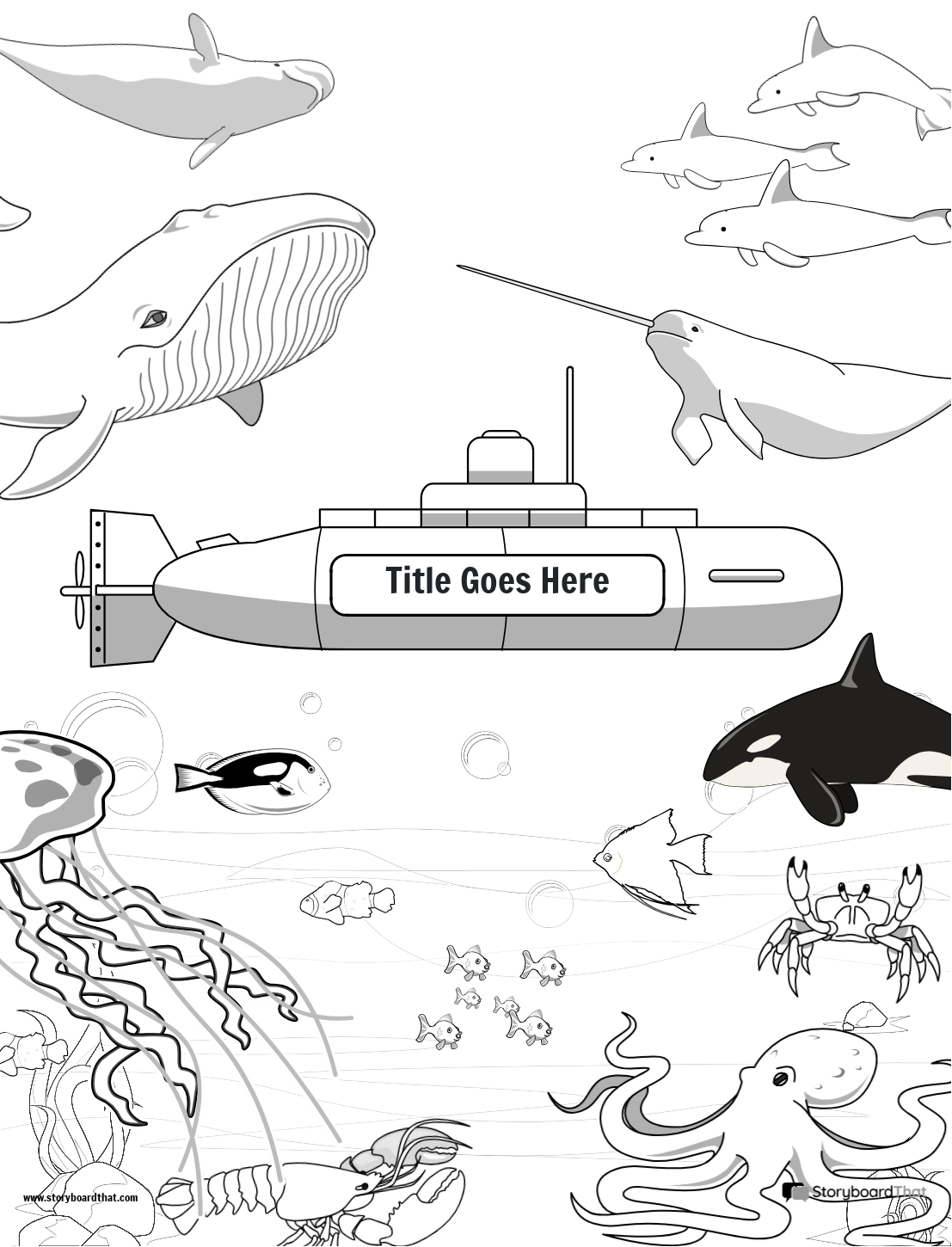 Sjabloon Voor Tijdschriftomslag Onder de zee Storyboard