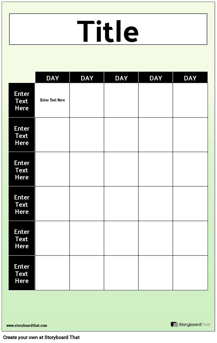 Wekelijkse Rasterposter Storyboard Door nl-examples