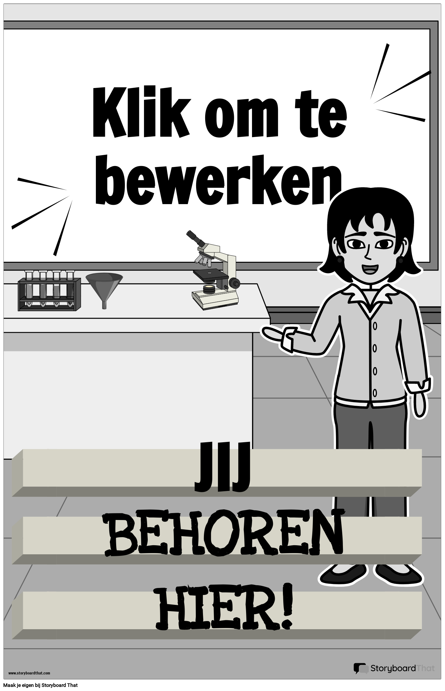 Welkomstposter Met Klasbord In Zwart Wit Storyboard