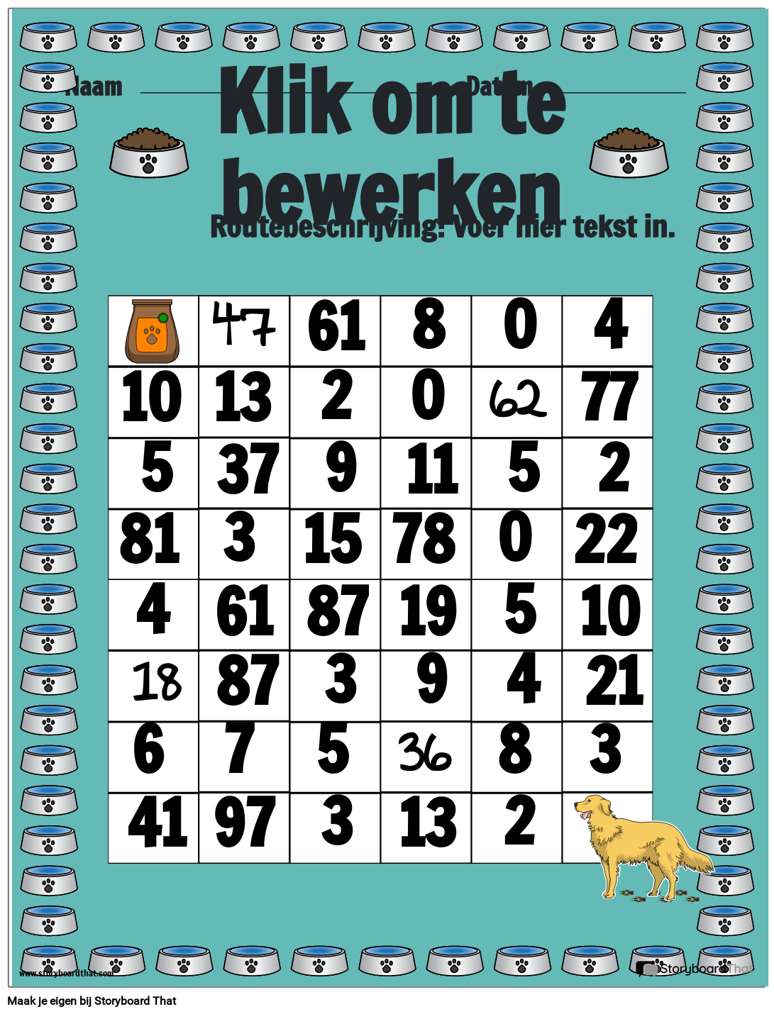 Werkblad Even en Oneven Getallen van Hond tot Voedsel
