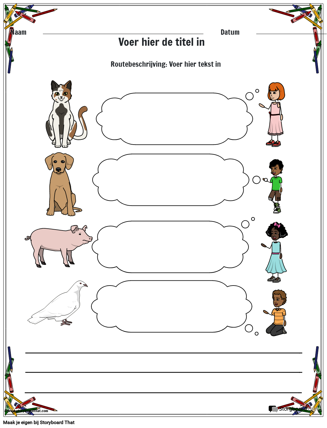 Werkblad met essayoverzicht van 5 alinea's Storyboard