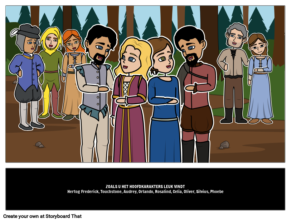 Zoals u het Leuk Vindt. Hoofdpersonen Storyboard