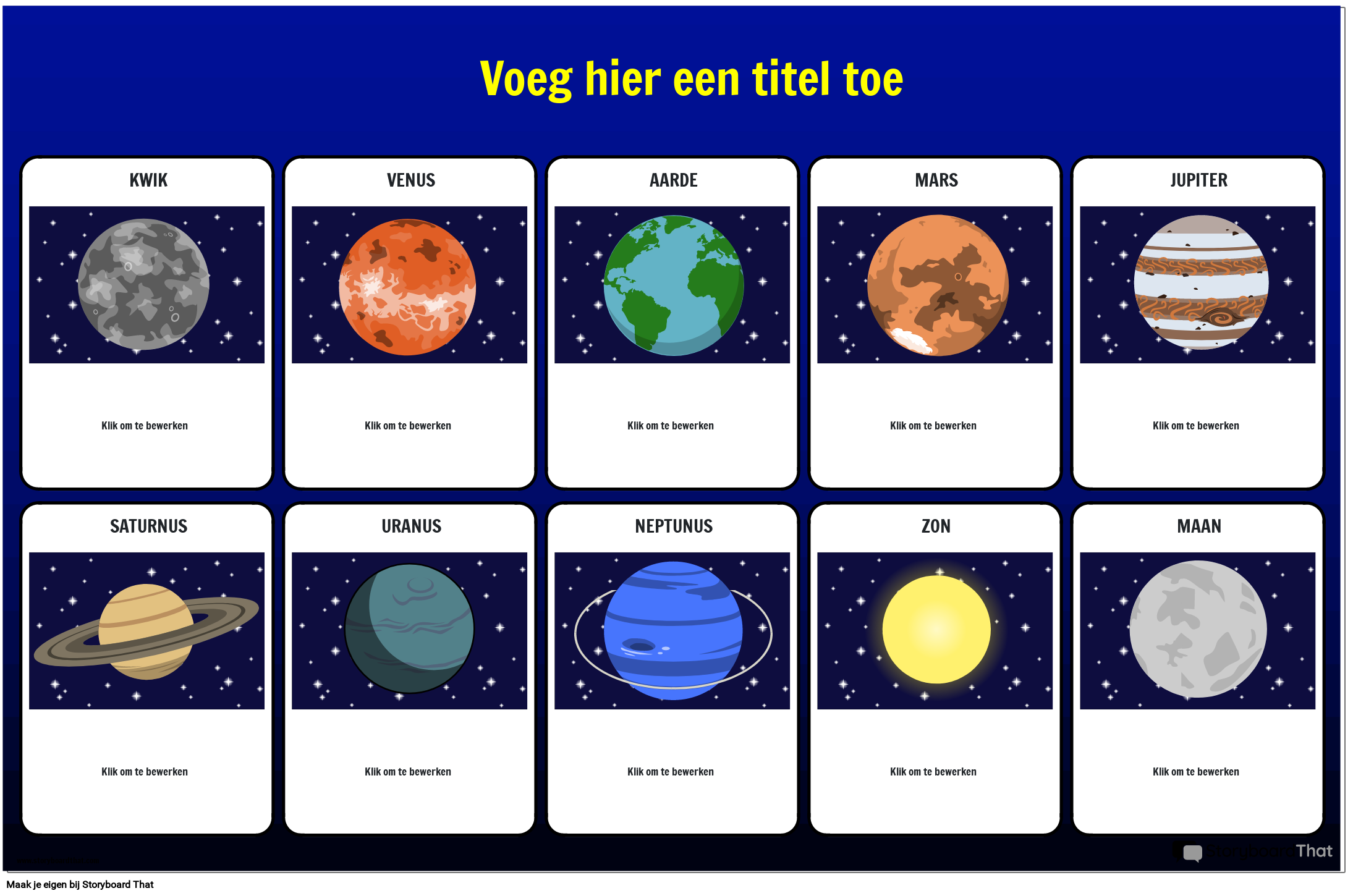 Zonnestelsel Gratis Printbare Poster Storyboard