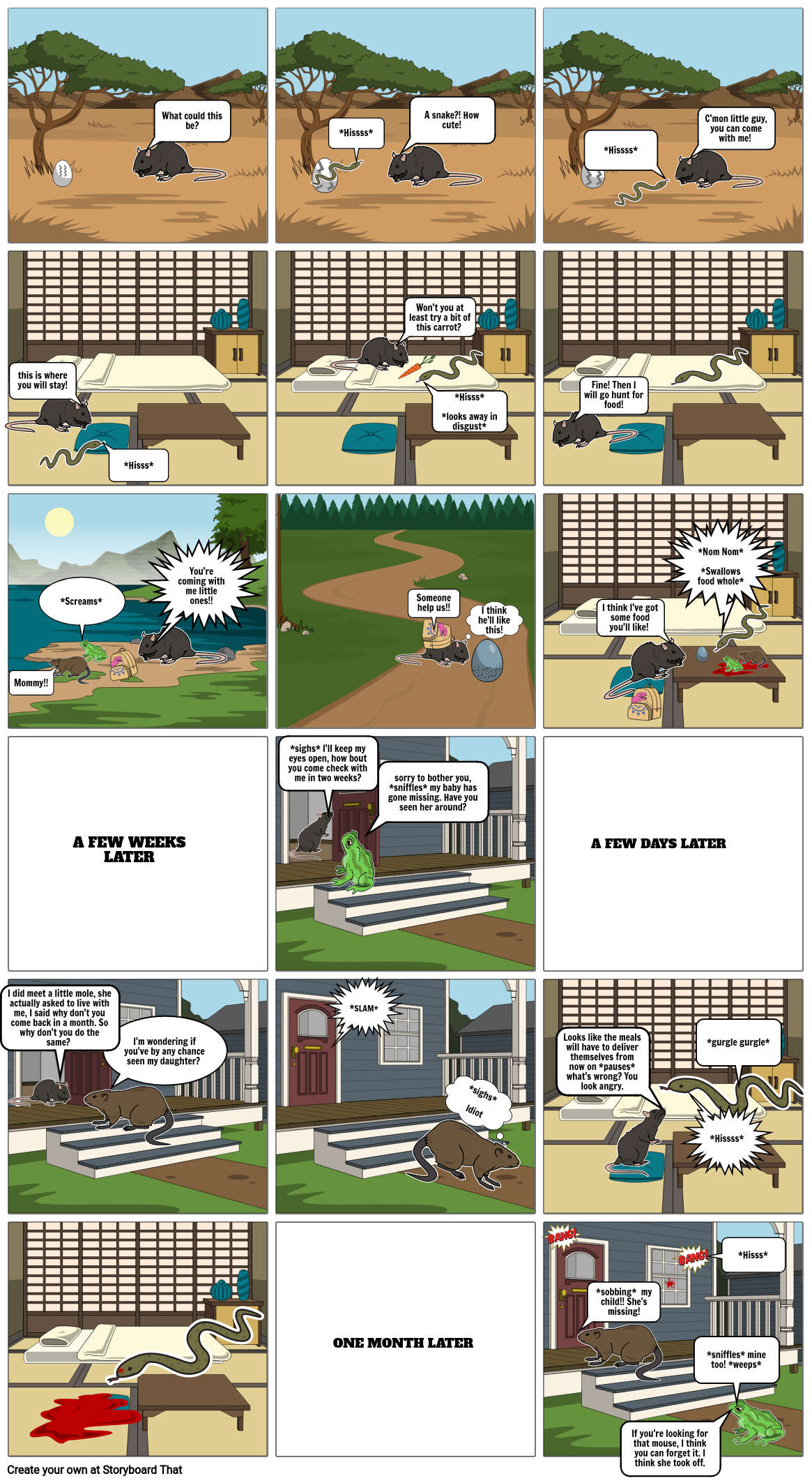 The Mouse And The Snake Storyboard par nmanail