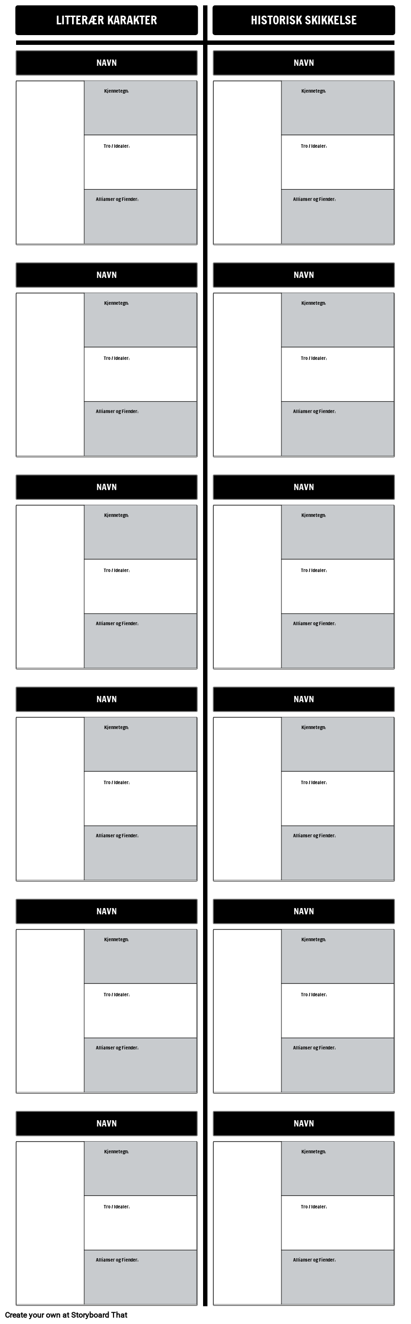Allegori Character T-Chart Mal Storyboard por no-examples