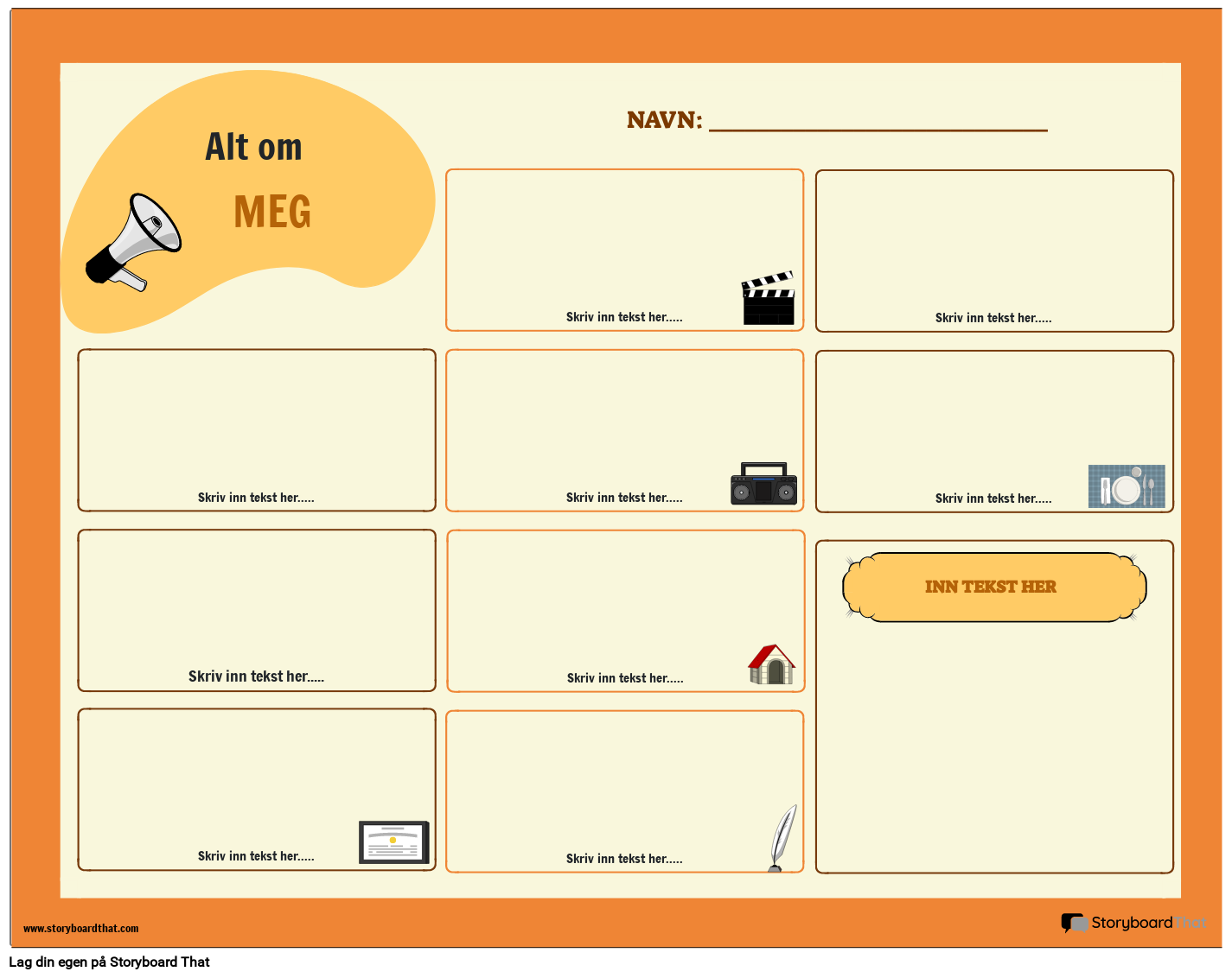 Alt om meg Aktivitet Orange Storyboard by no-examples