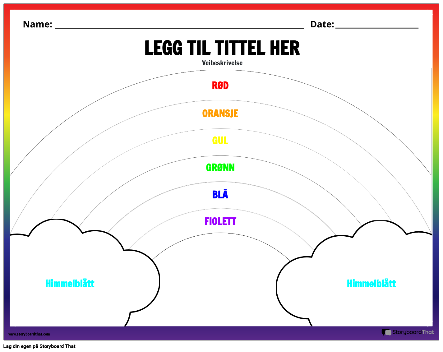 Fargelegging av Regnbue Basert på Arbeidsark med Etiketter