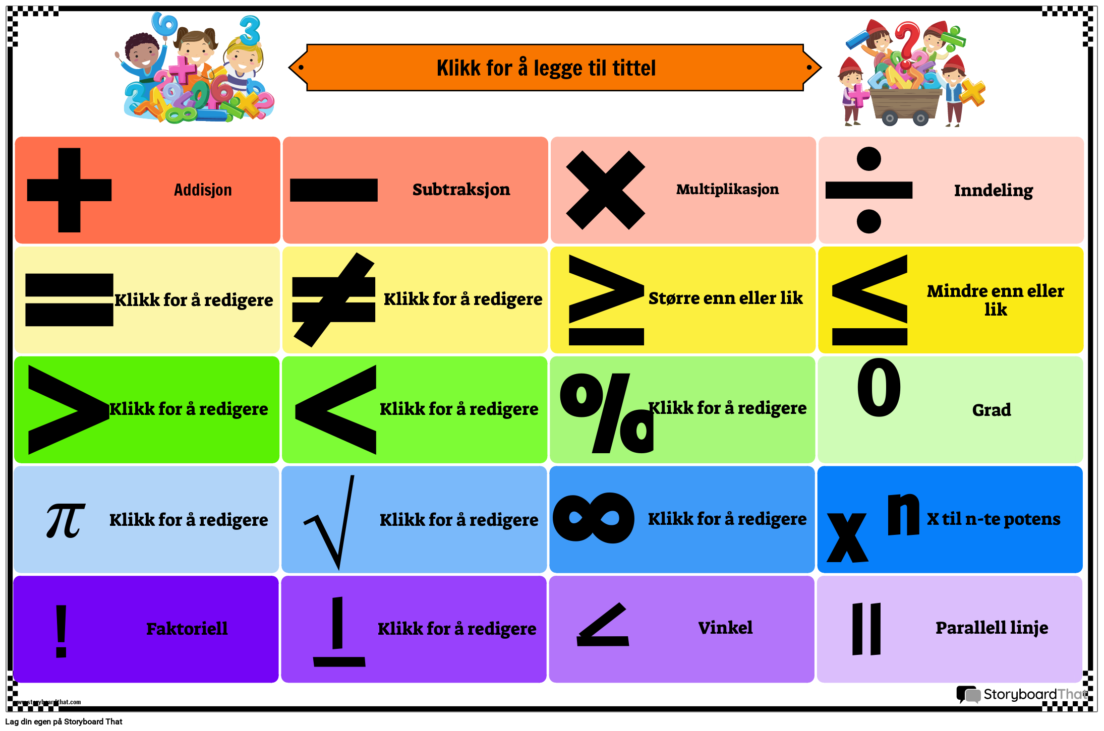 Fargerike Mattesymboler-plakat Storyboard par no-examples